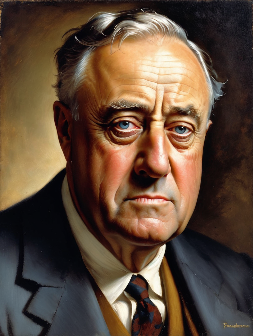 Premium Free ai Images | portrait of franklin roosevelt by rembrandt ...