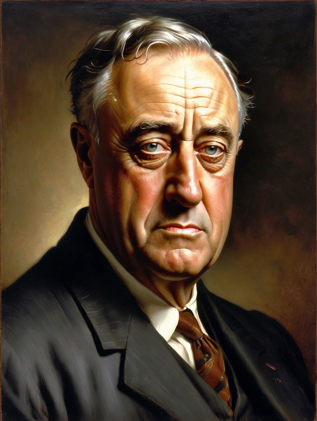 Premium Free ai Images | portrait of franklin roosevelt by rembrandt ...