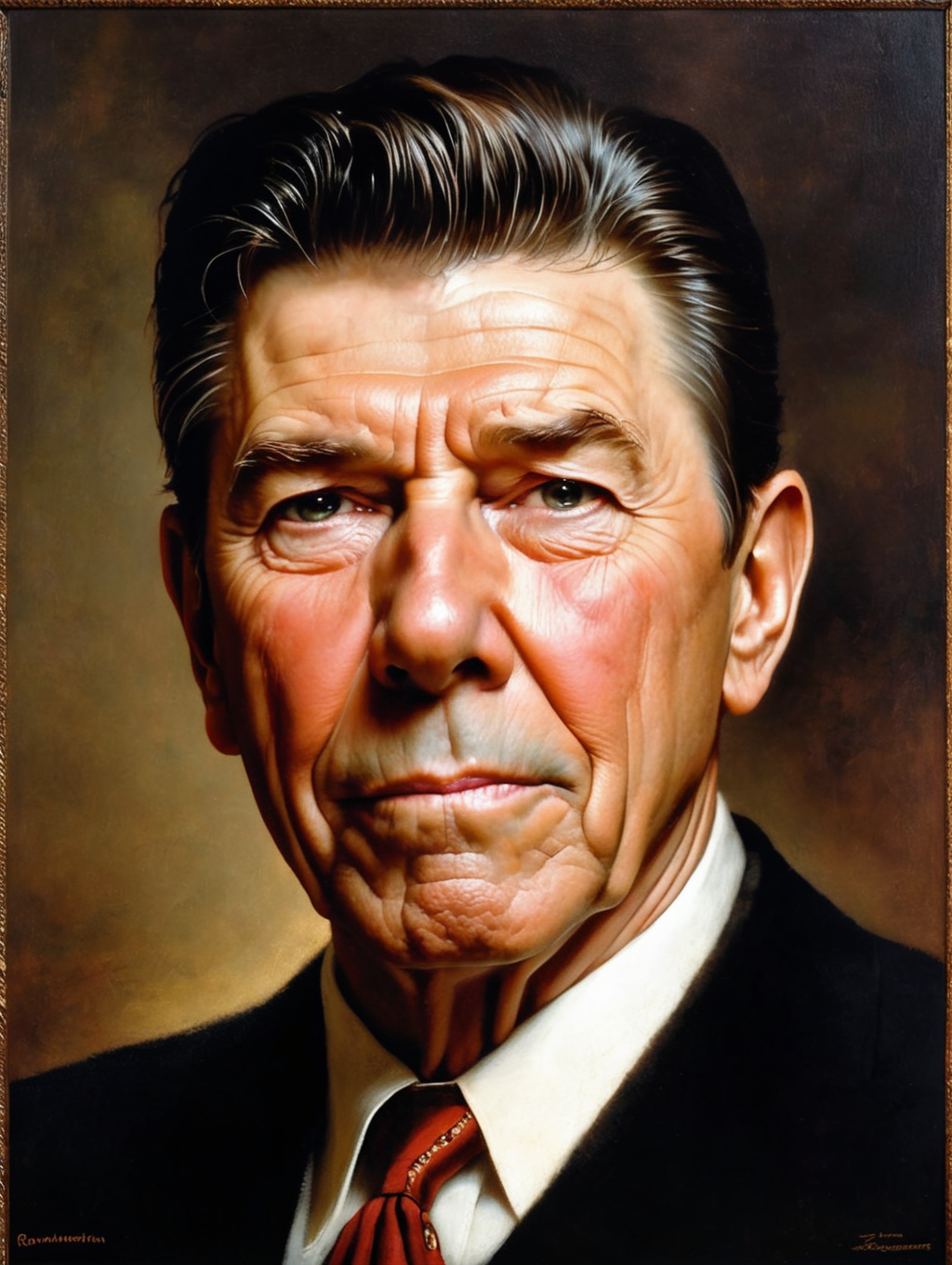 Premium Free ai Images | portrait of ronald reagan by rembrandt ...