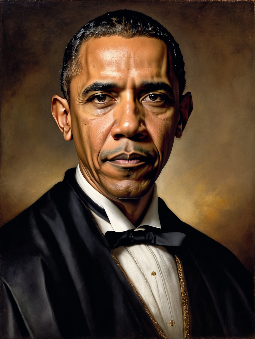 Premium Free ai Images | portrait of barack obama by rembrandt ...