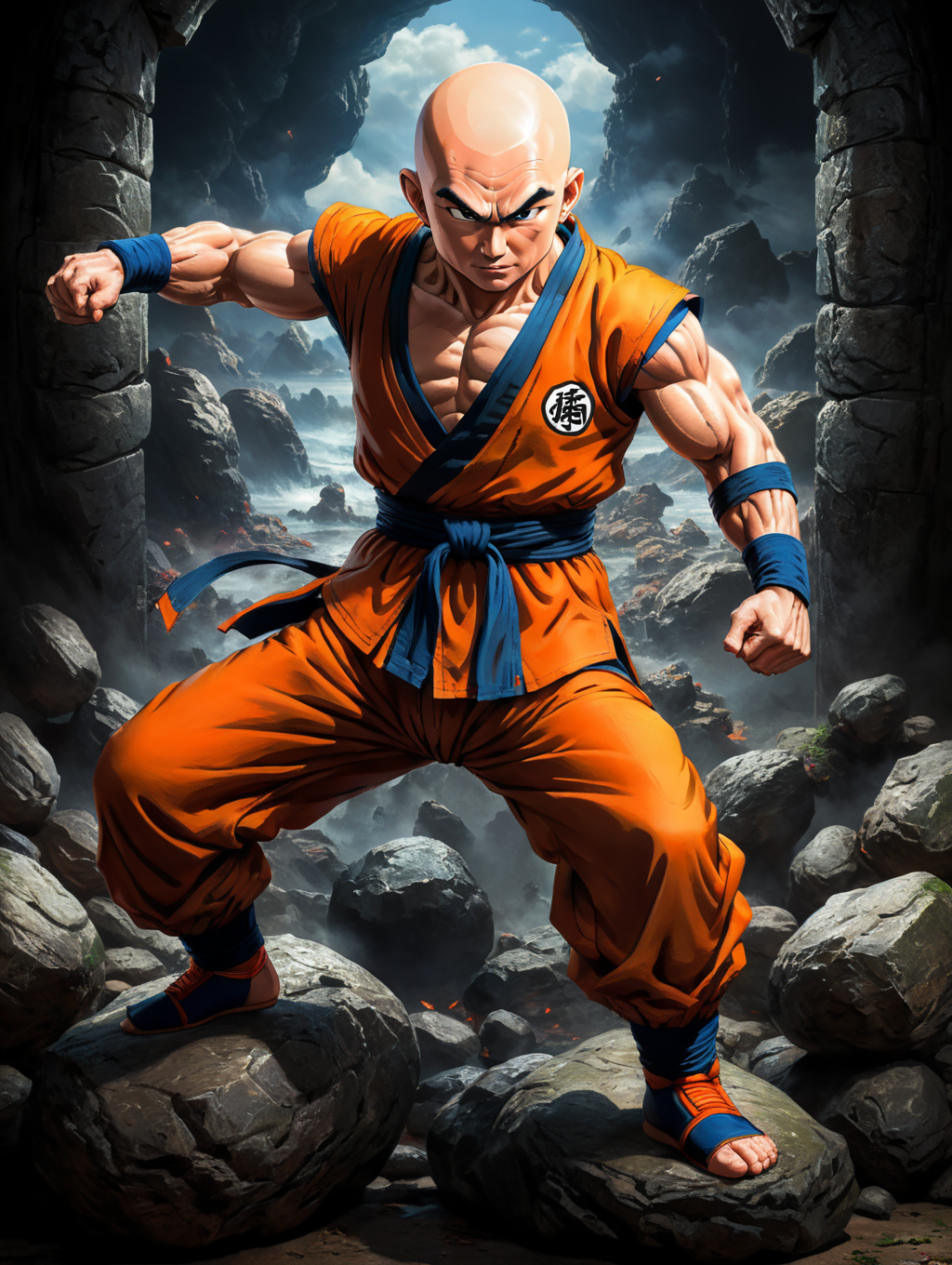 Premium Free ai Images | krillin is bald martial artist and one of ...