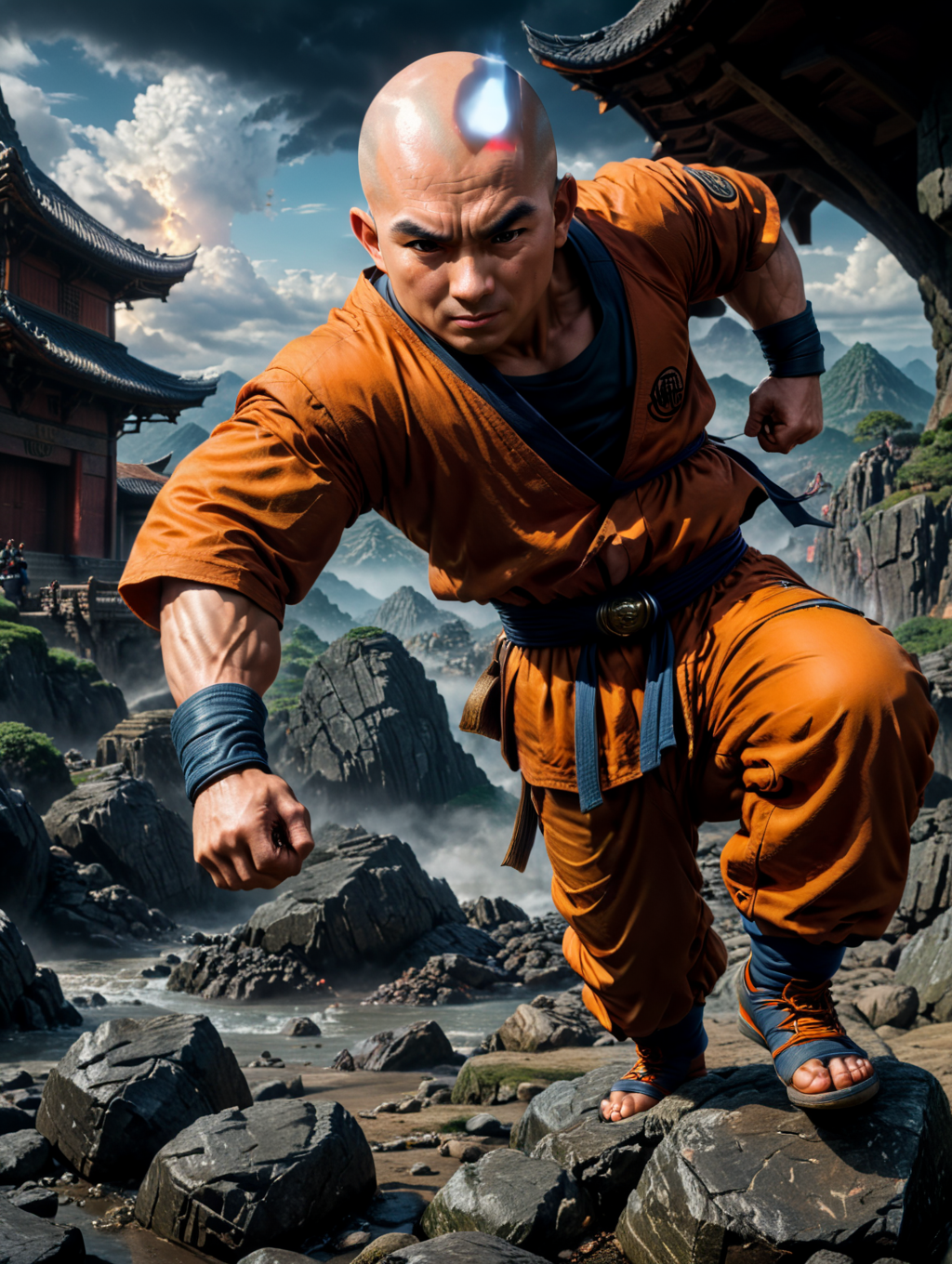 Premium Free ai Images | krillin is bald martial artist and one of ...