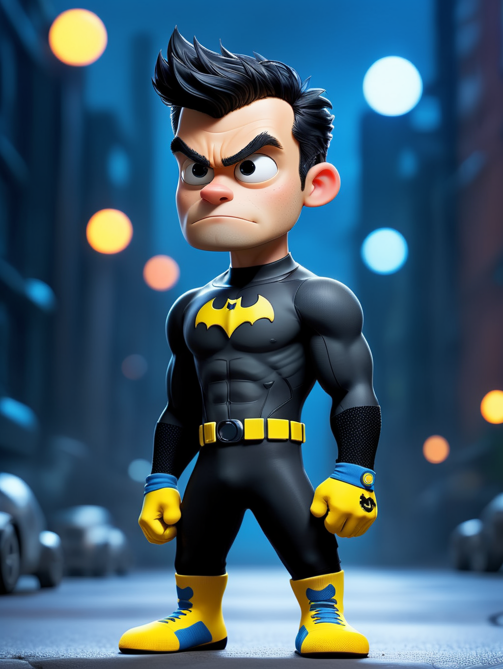 Premium Free ai Images | bart simpson on batman suit wearing futuristic ...