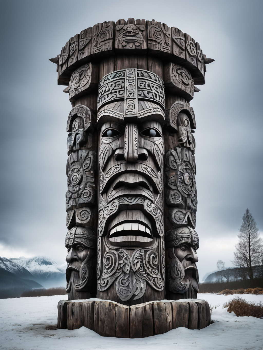 Premium Free ai Images | viking totem pole