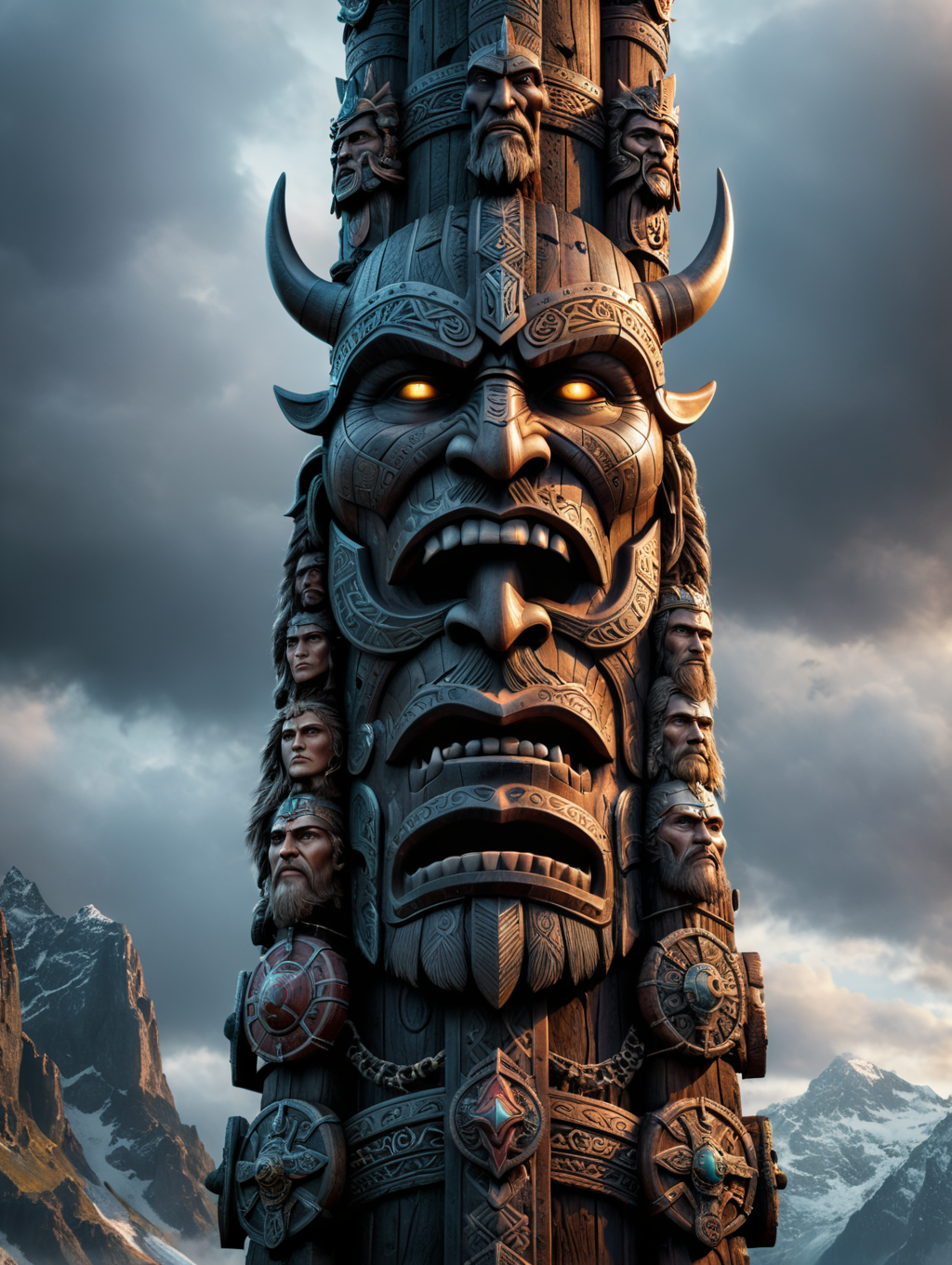 Premium Free ai Images | viking totem pole