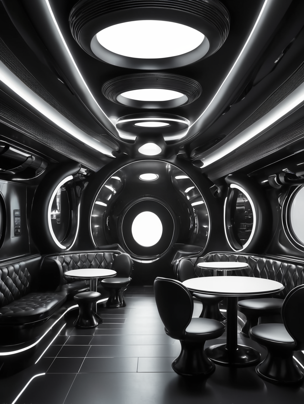 Premium Free ai Images | futuristic interior of ufo cafe alien interior ...