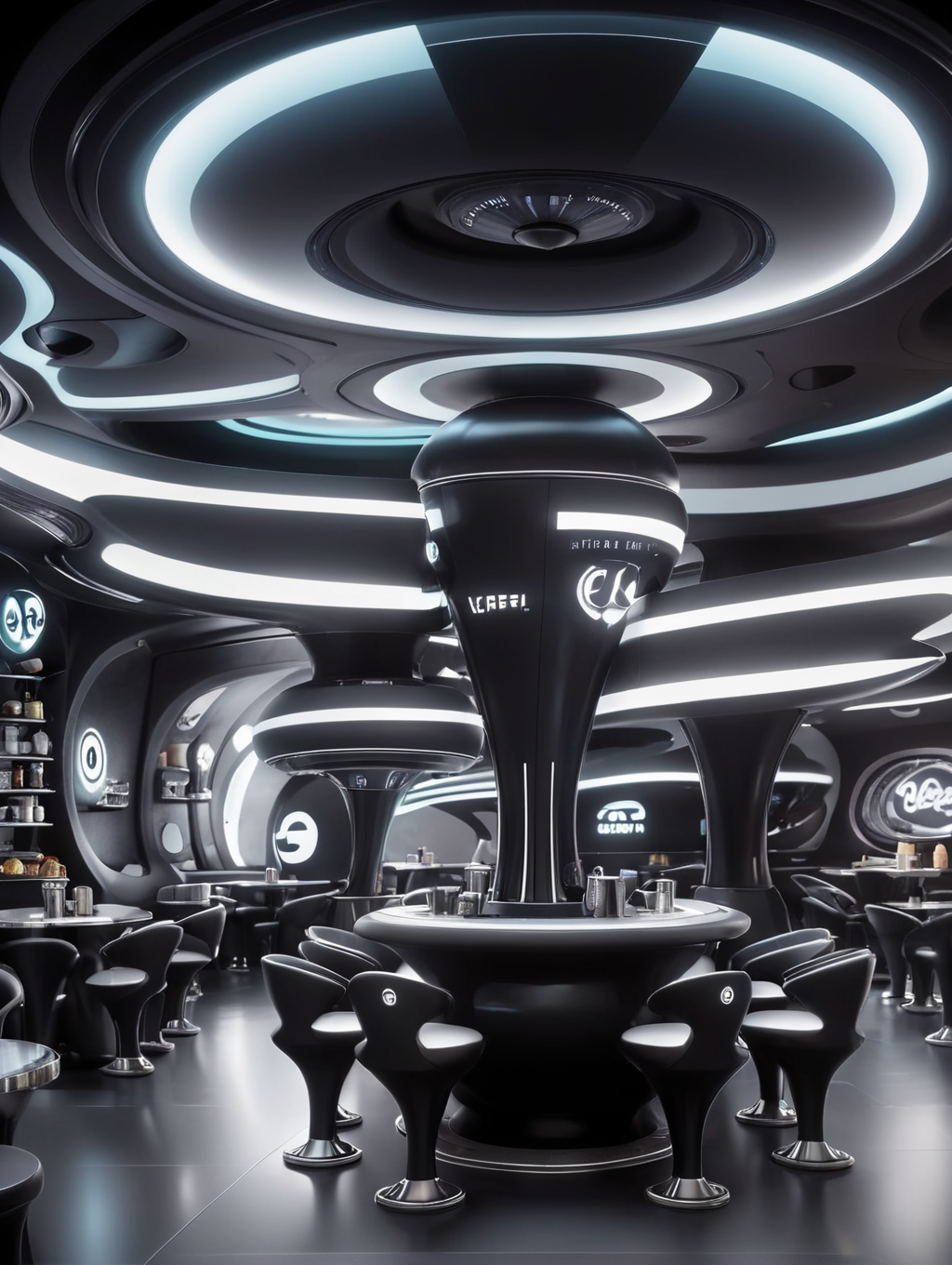 Premium Free ai Images | futuristic interior of ufo cafe alien interior ...