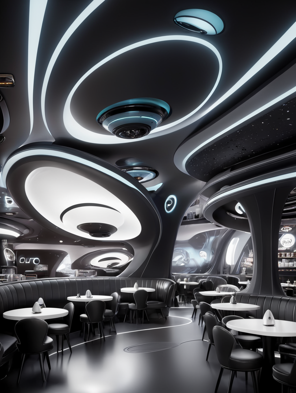 Premium Free ai Images | futuristic interior of ufo cafe alien interior ...