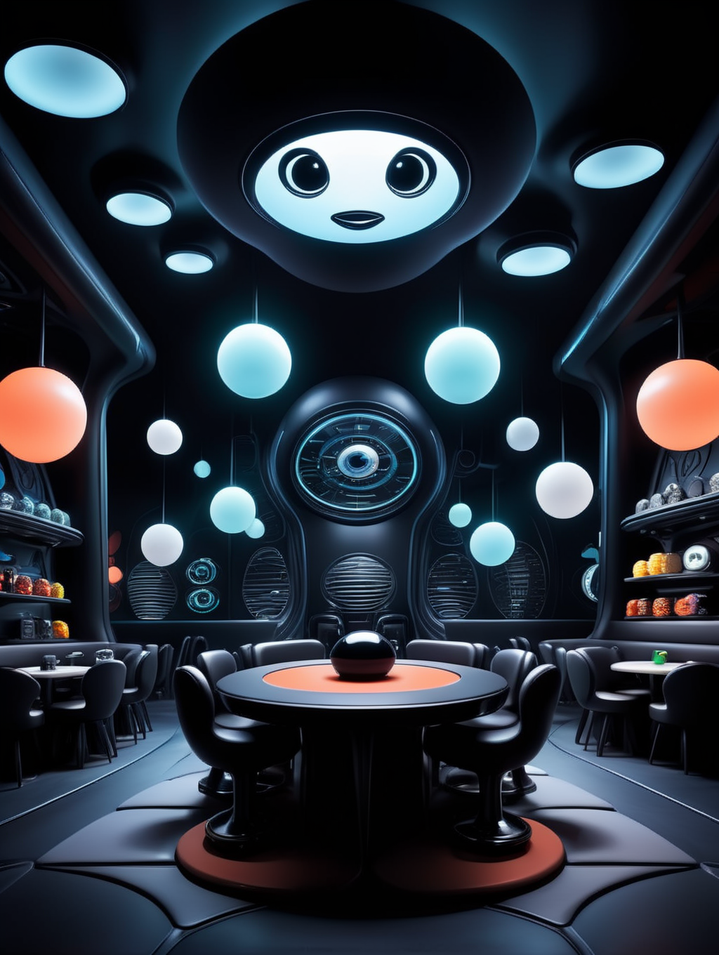 Premium Free ai Images | futuristic interior of ufo cafe alien interior ...