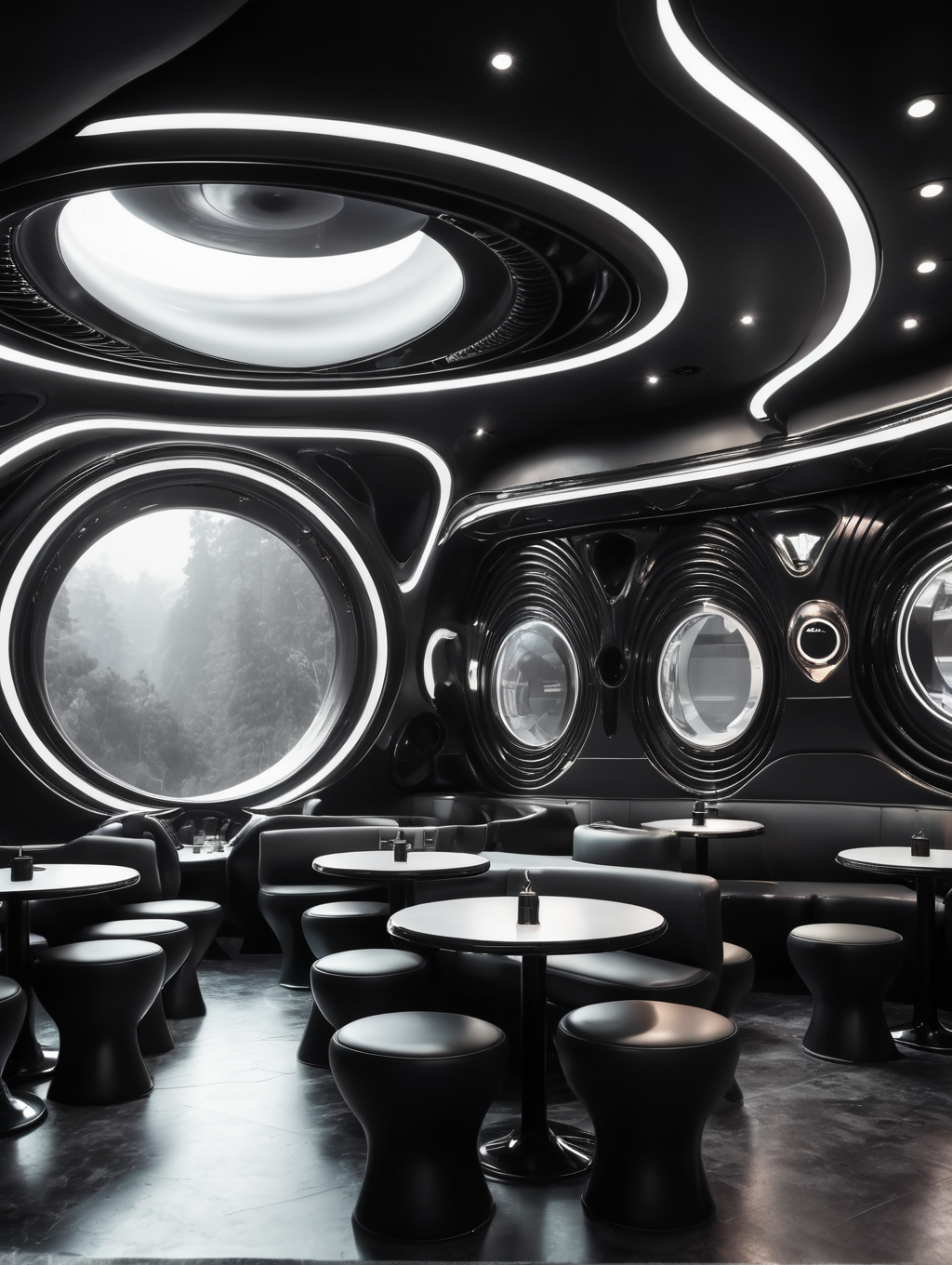 Premium Free ai Images | futuristic interior of ufo cafe alien interior ...