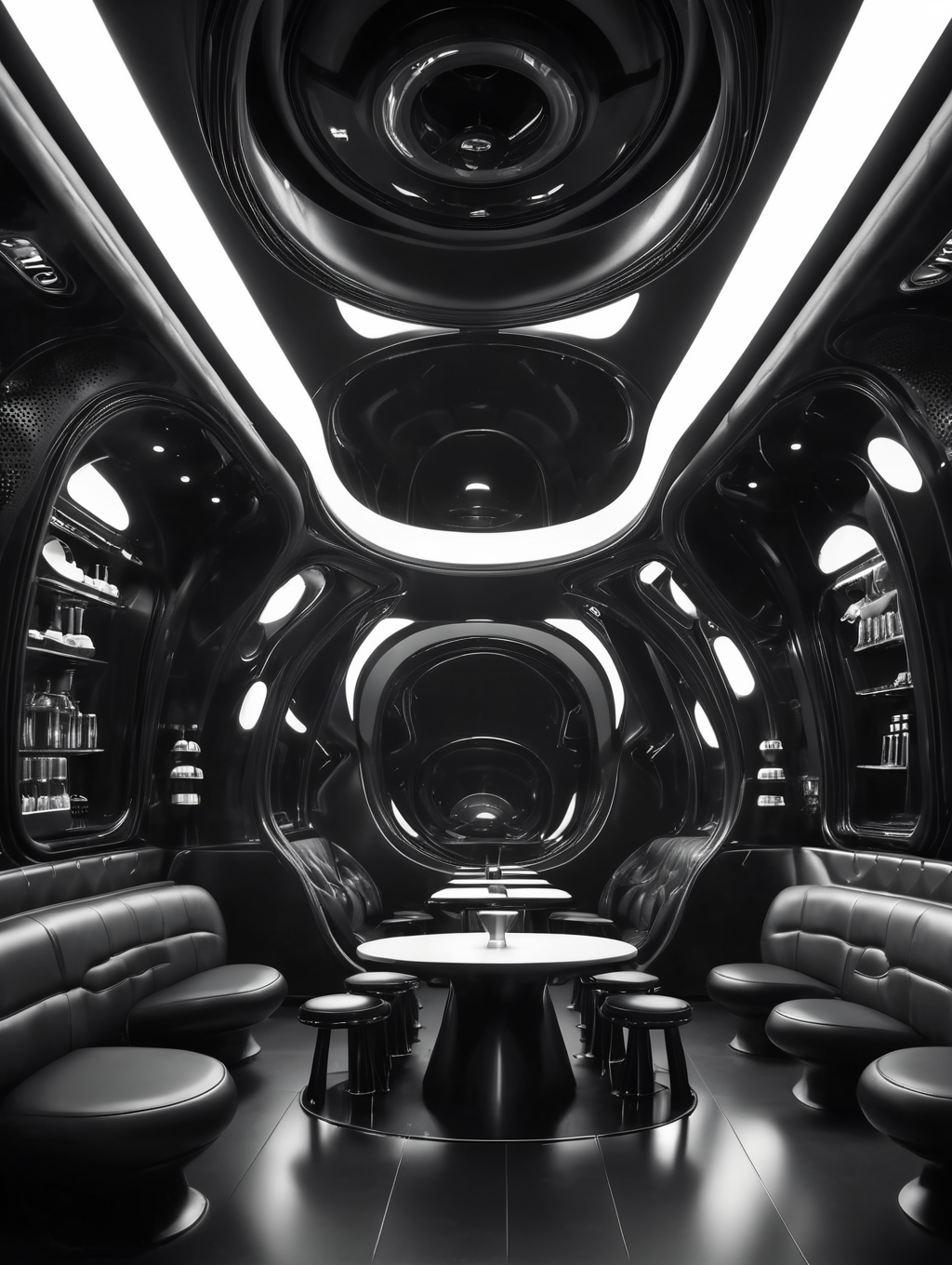 Premium Free ai Images | futuristic interior of ufo cafe alien interior ...
