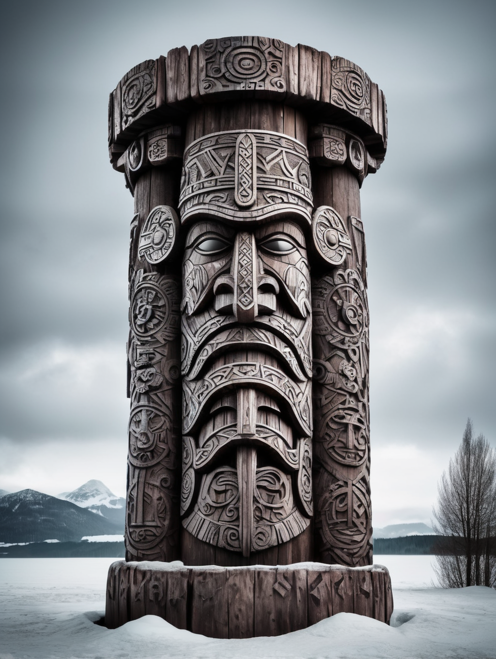 Premium Free ai Images | viking totem pole