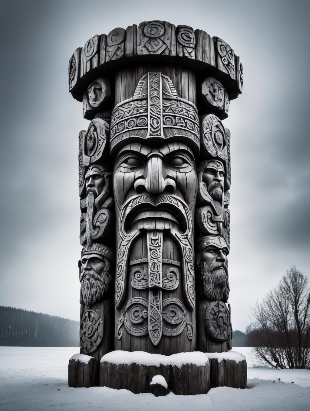Premium Free ai Images | viking totem pole