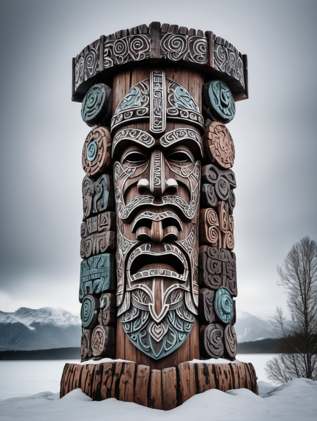 Premium Free ai Images | viking totem pole