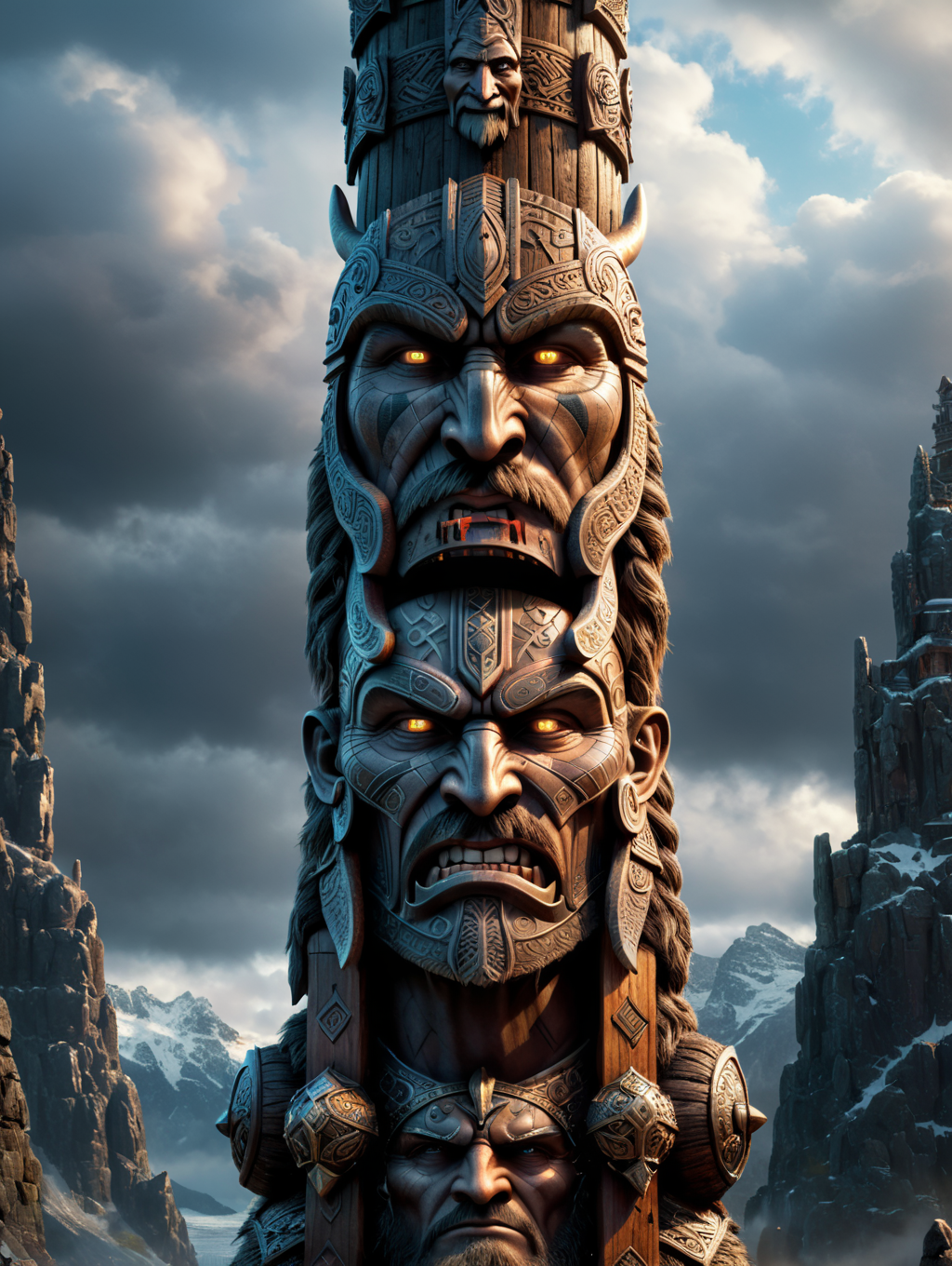 Premium Free ai Images | viking totem pole