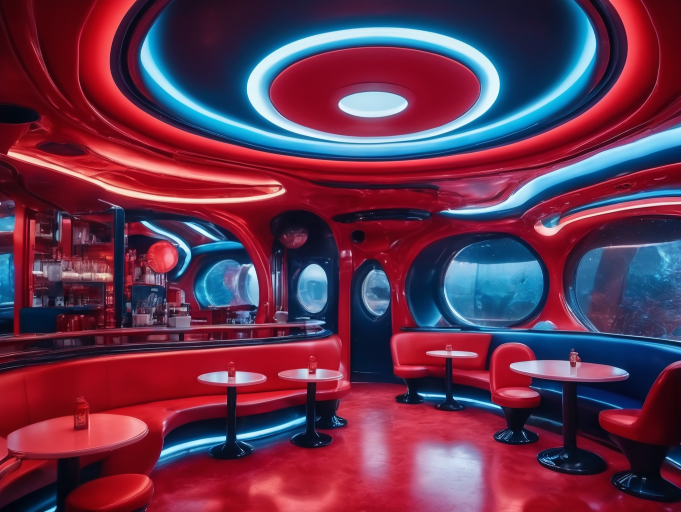 Premium Free ai Images | futuristic interior of ufo cafe alien interior ...