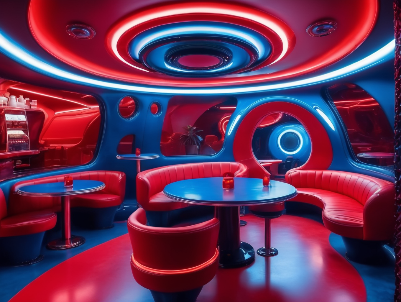 Premium Free ai Images | futuristic interior of ufo cafe alien interior ...