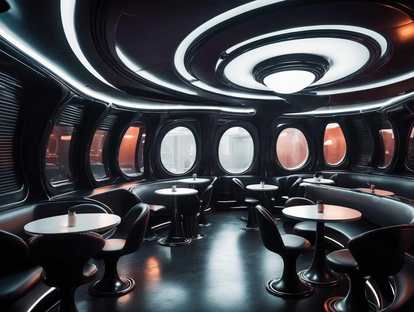 Premium Free ai Images | futuristic interior of ufo cafe alien interior ...