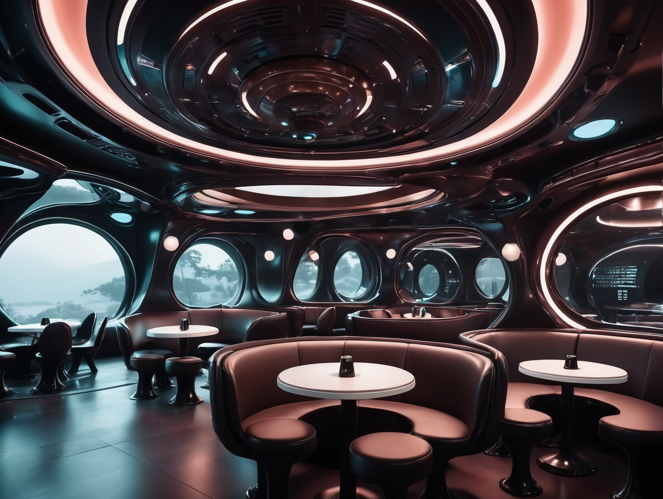 Premium Free ai Images | futuristic interior of ufo cafe alien interior ...