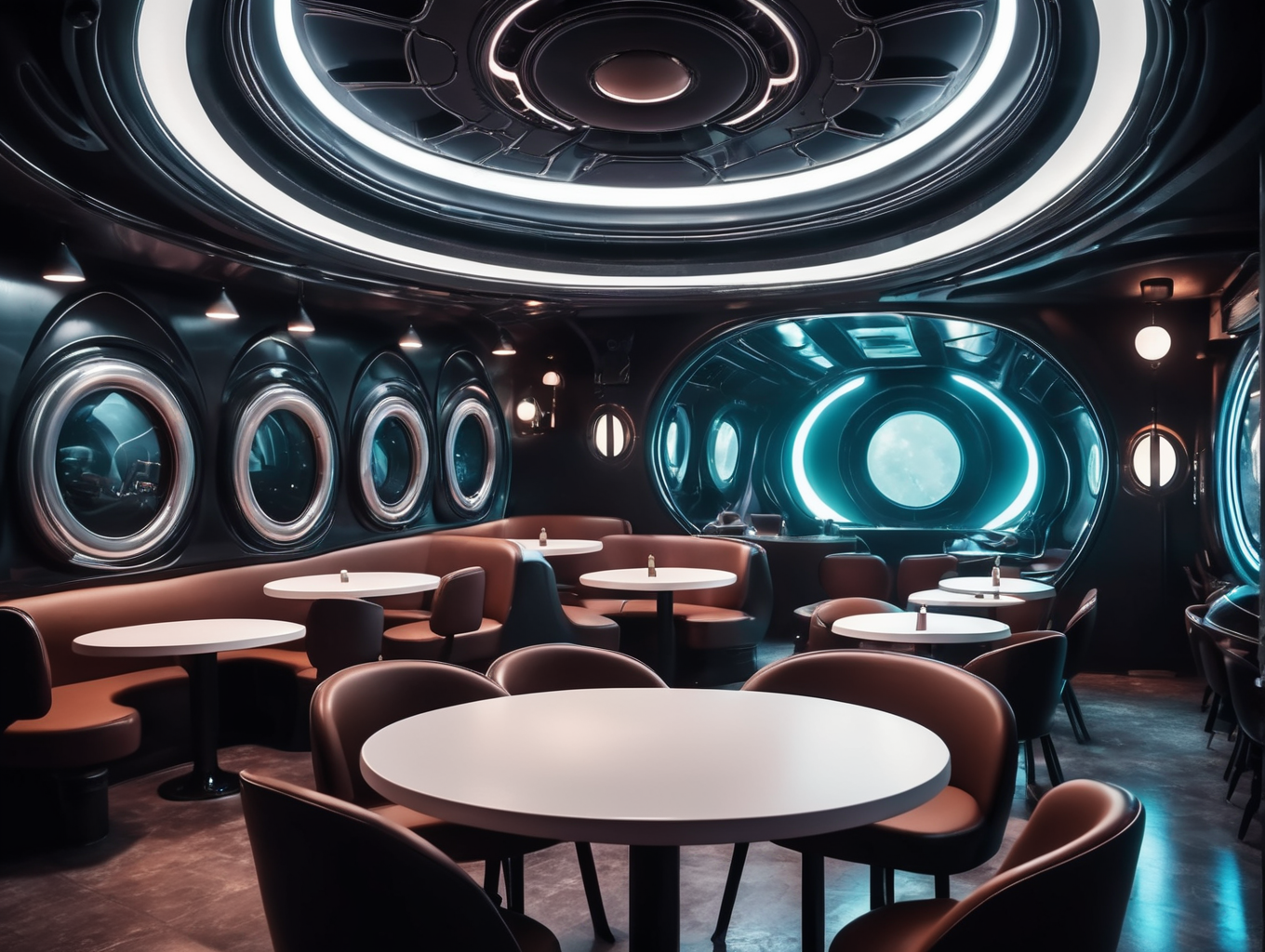 Premium Free ai Images | futuristic interior of ufo cafe alien interior ...