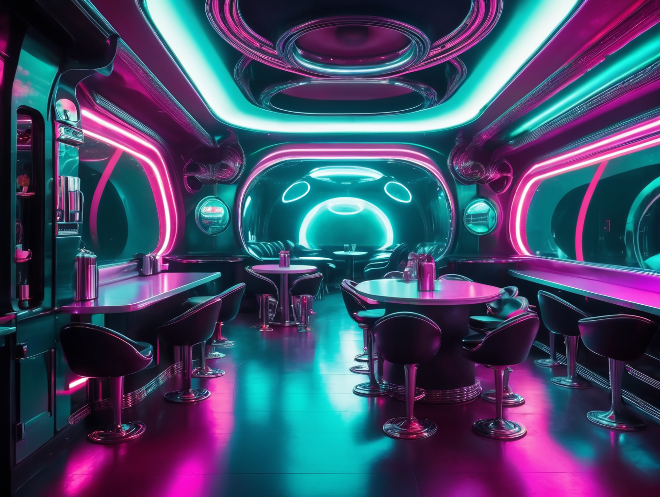 Premium Free ai Images | futuristic interior of ufo cafe alien interior ...