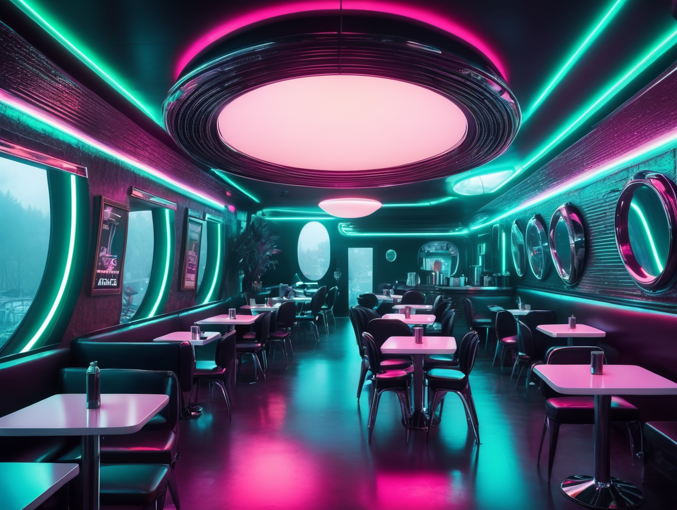 Premium Free ai Images | futuristic interior of ufo cafe alien interior ...