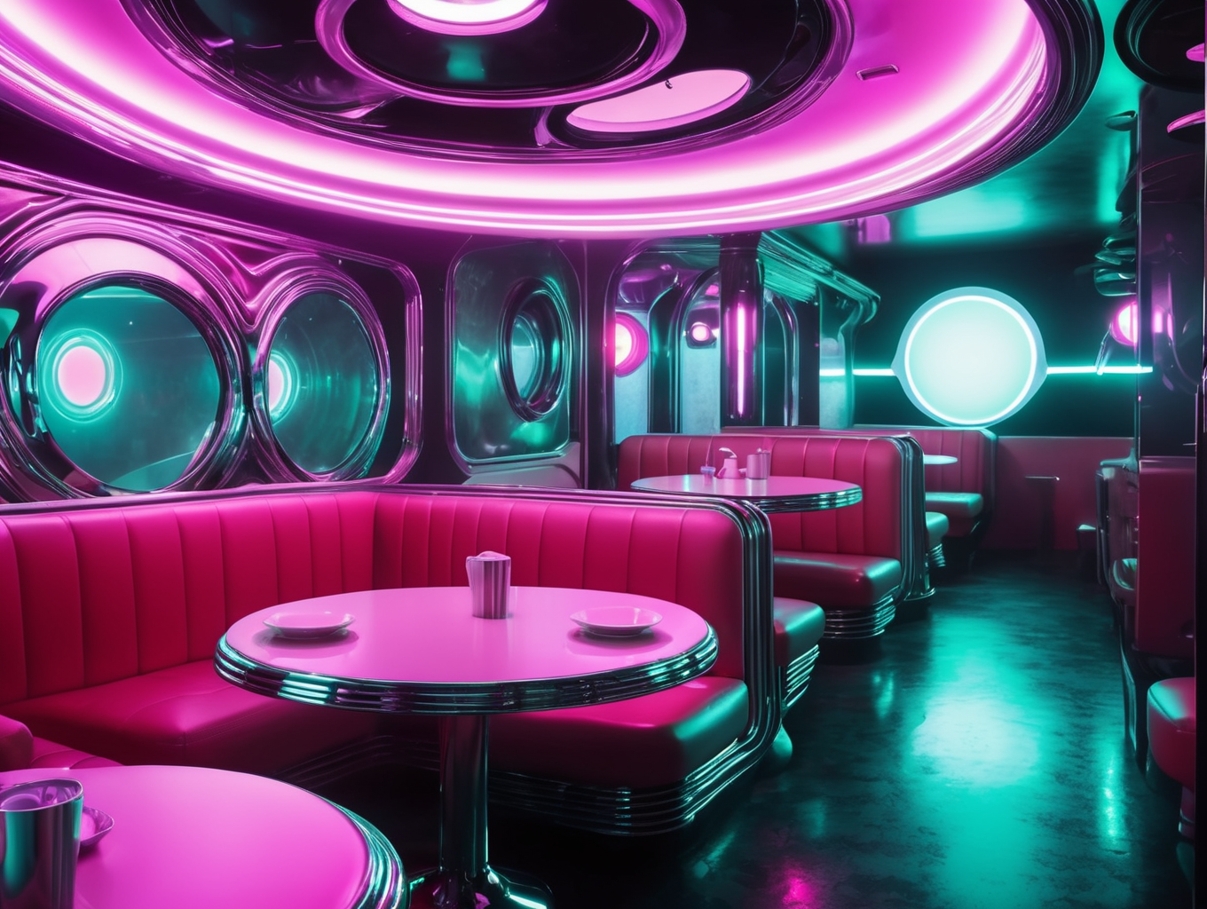 Premium Free ai Images | futuristic interior of ufo cafe alien interior ...