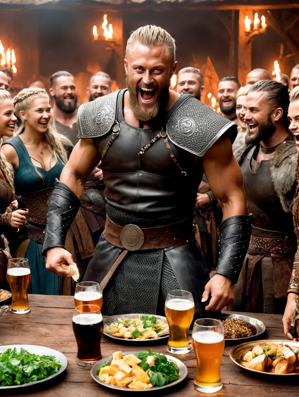 Premium Free ai Images | ragnar lothbrok having fun in valhalla with ...