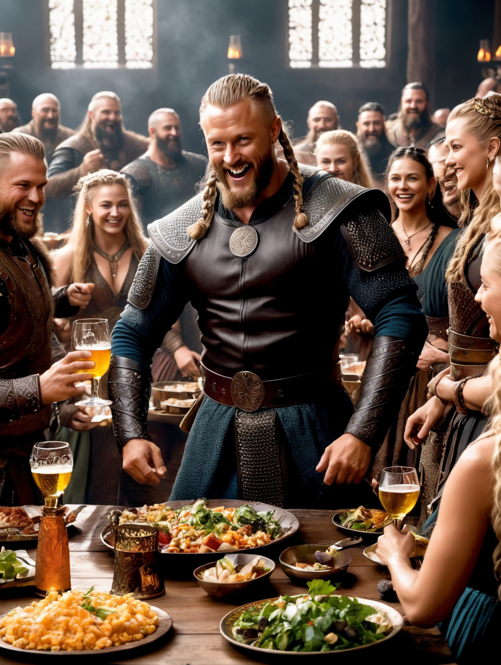 Premium Free ai Images | ragnar lothbrok having fun in valhalla with ...