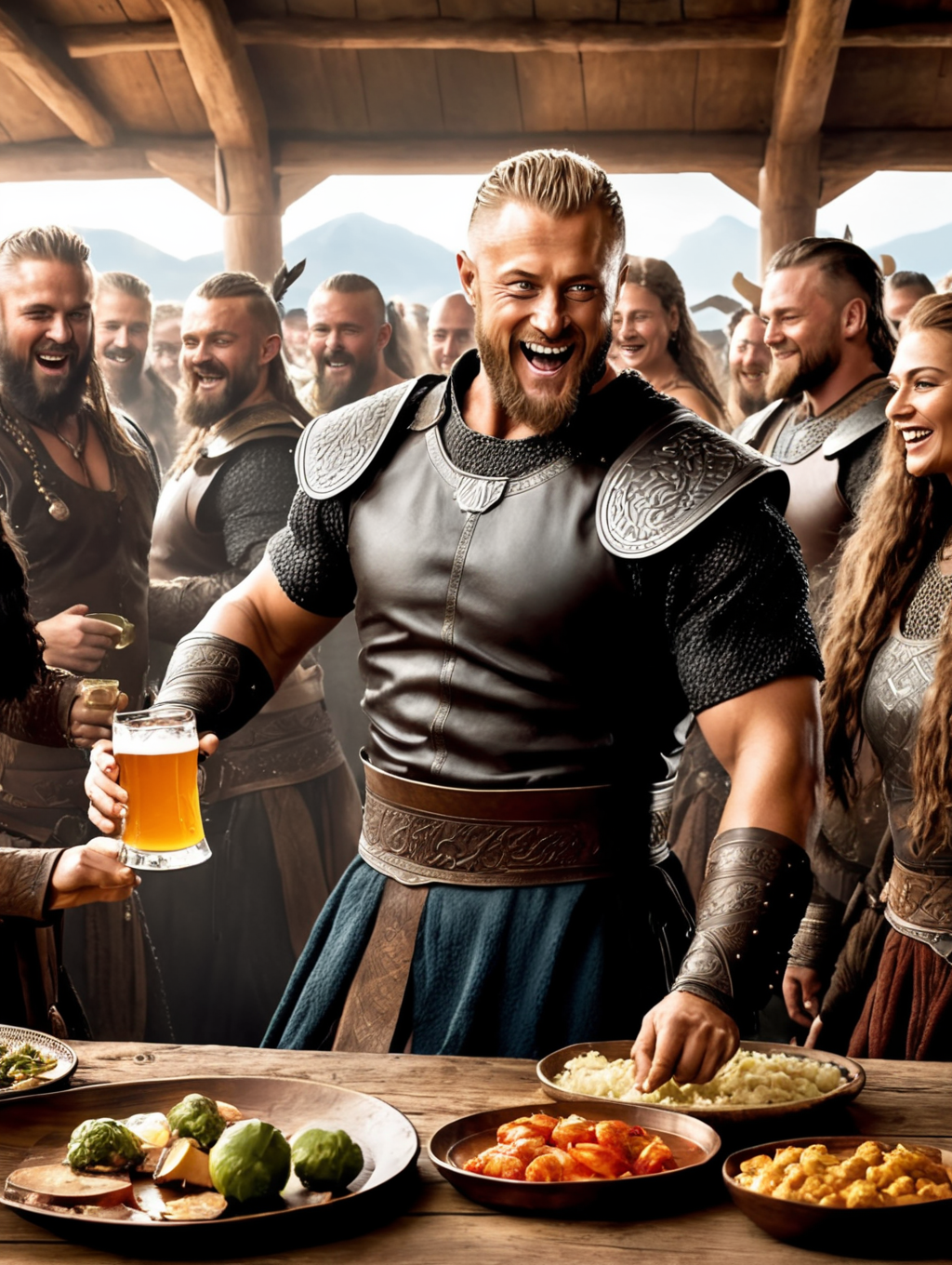 Premium Free ai Images | ragnar lothbrok having fun in valhalla with ...