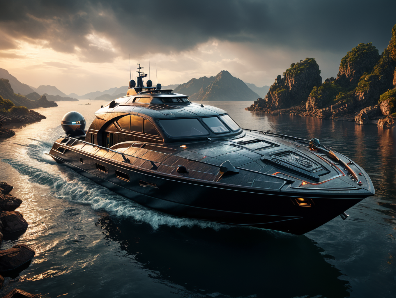 Premium Free ai Images | small futuristic boat