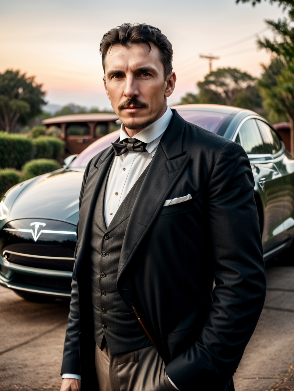 Premium Free ai Images | nikola tesla looks directly into the camera ...