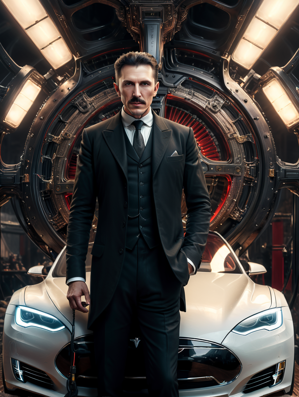 Premium Free ai Images | nikola tesla looks directly into the camera ...