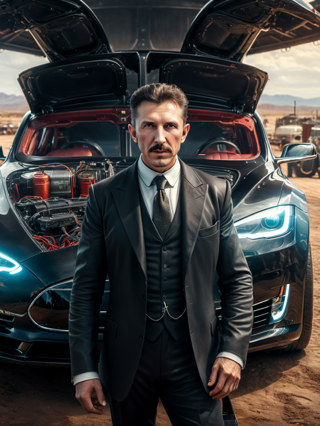 Premium Free ai Images | nikola tesla looks directly into the camera ...