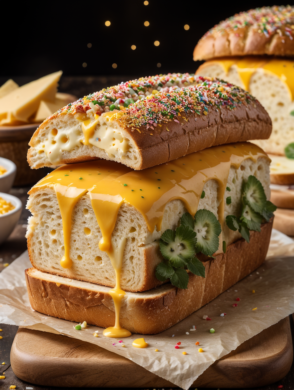 Premium Free ai Images | roti long john dengan toping meses dan keju ...