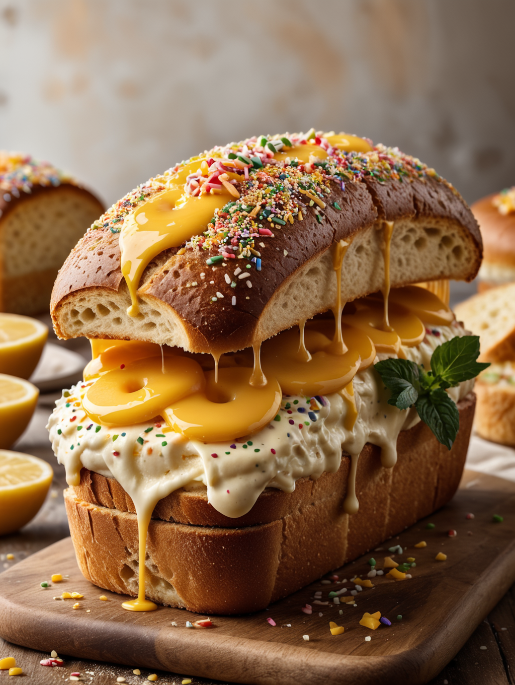 Premium Free ai Images | roti long john dengan toping meses dan keju ...