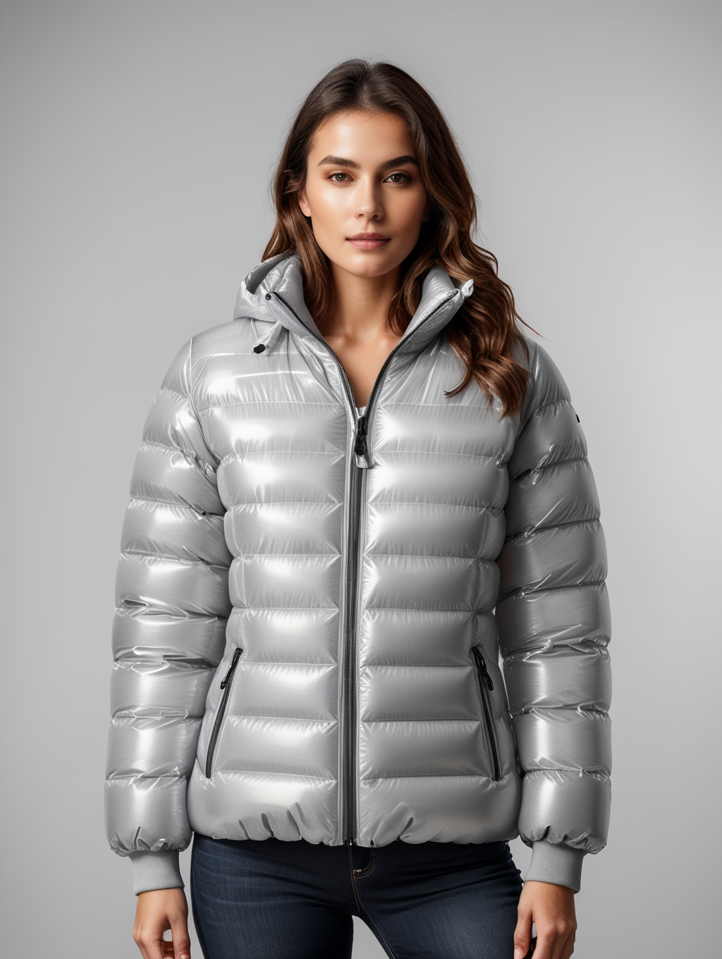 Premium Free ai Images | inflatable white minimalist womens puffer ...