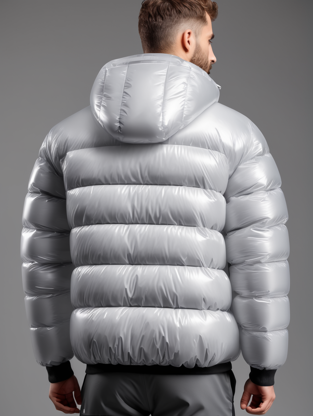 Premium Free ai Images | inflatable white minimalist mans puffer jacket ...