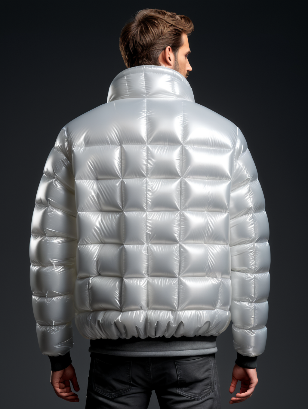 Premium Free ai Images | inflatable white minimalist mans puffer jacket ...
