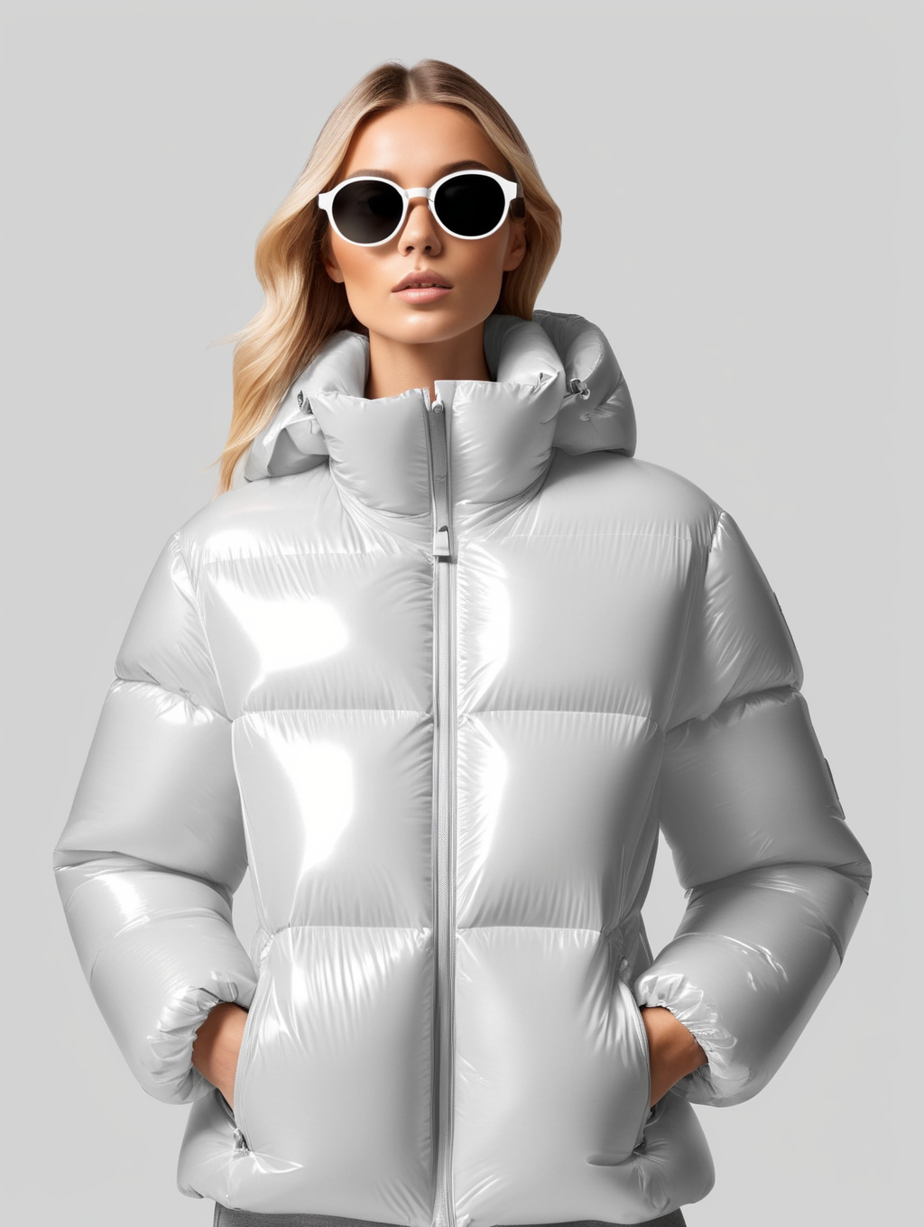 Premium Free ai Images | inflatable white minimalist womens puffer ...