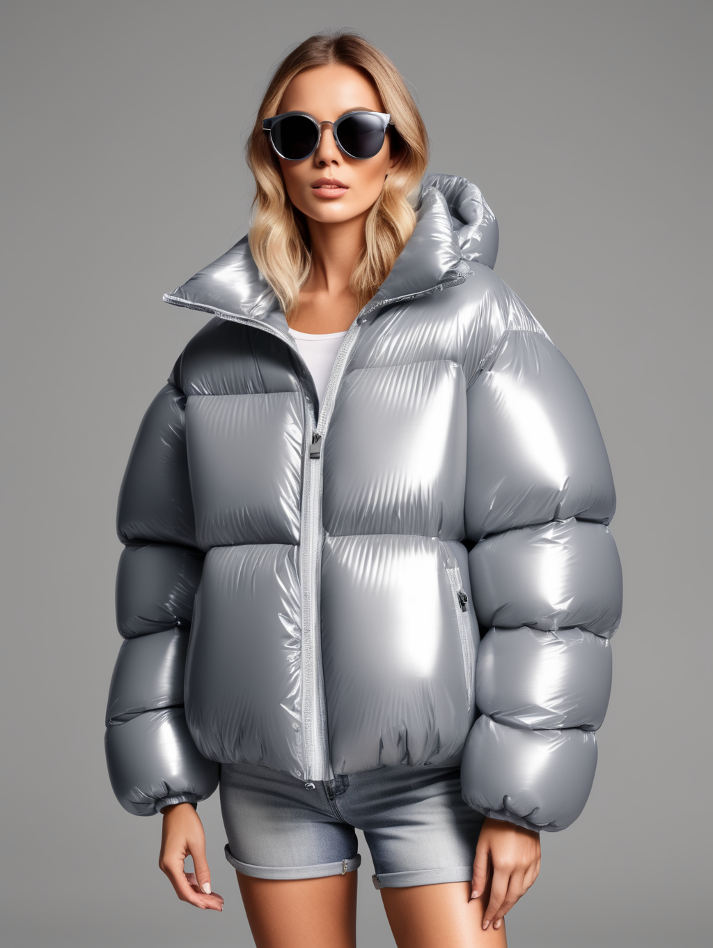Premium Free ai Images | inflatable white minimalist womens puffer ...