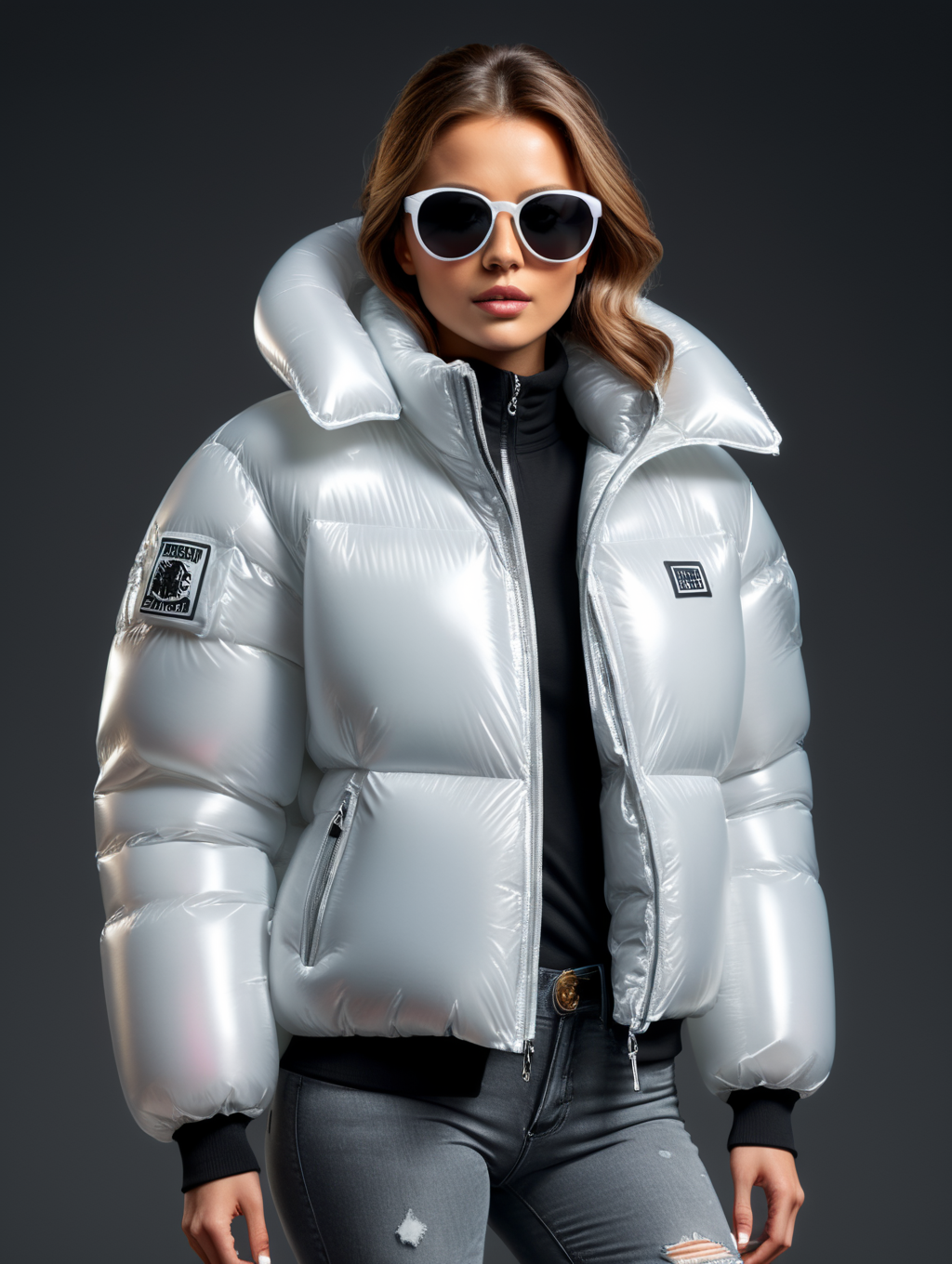 Premium Free ai Images | inflatable white minimalist womens puffer ...