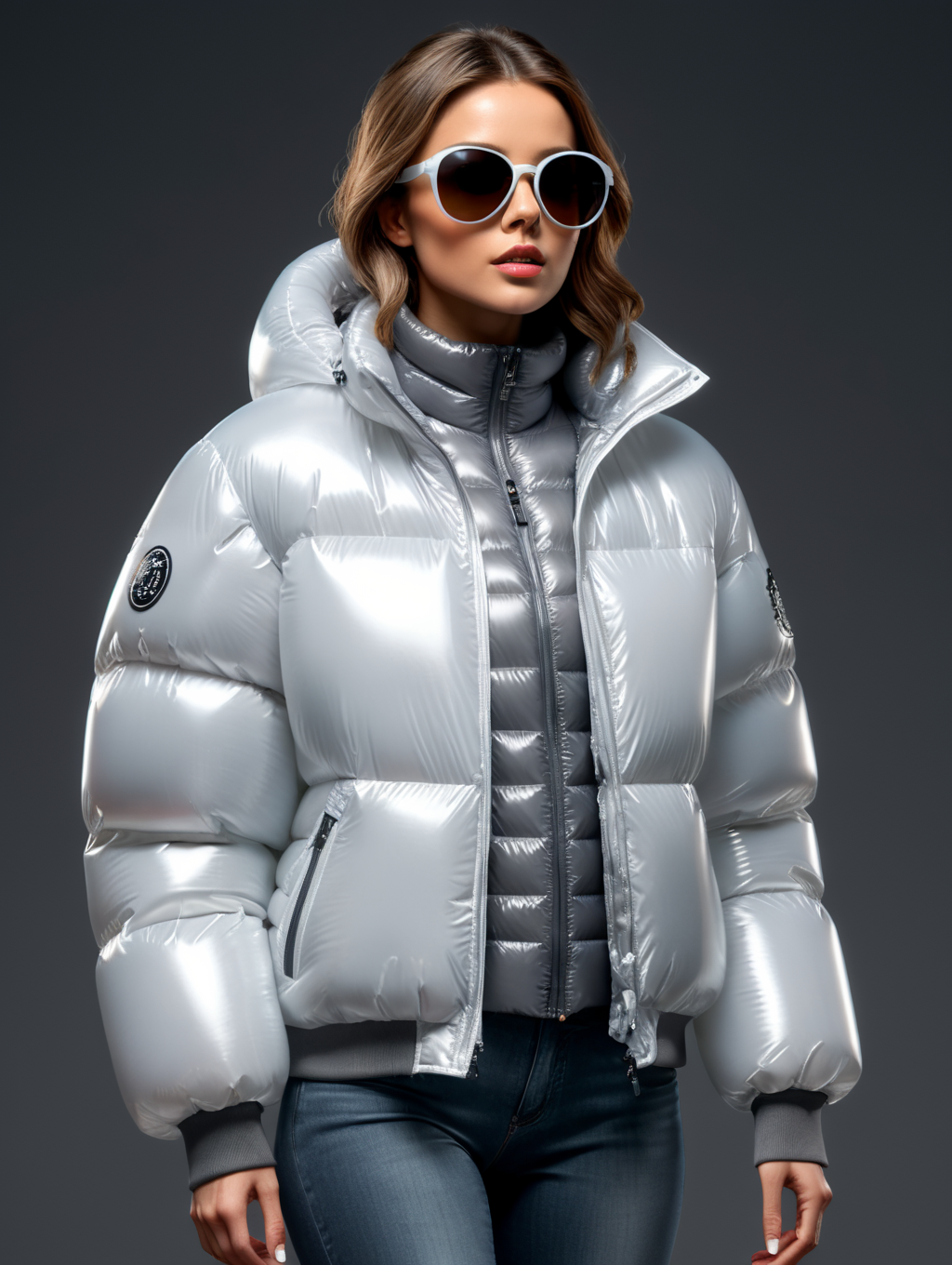 Premium Free ai Images | inflatable white minimalist womens puffer ...