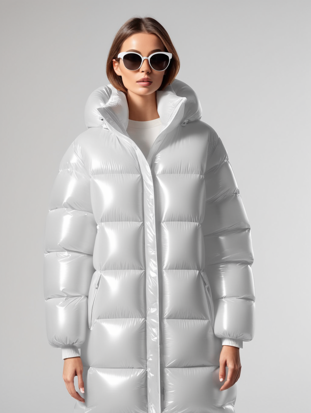 Premium Free ai Images | inflatable white minimalist womens puffer long ...