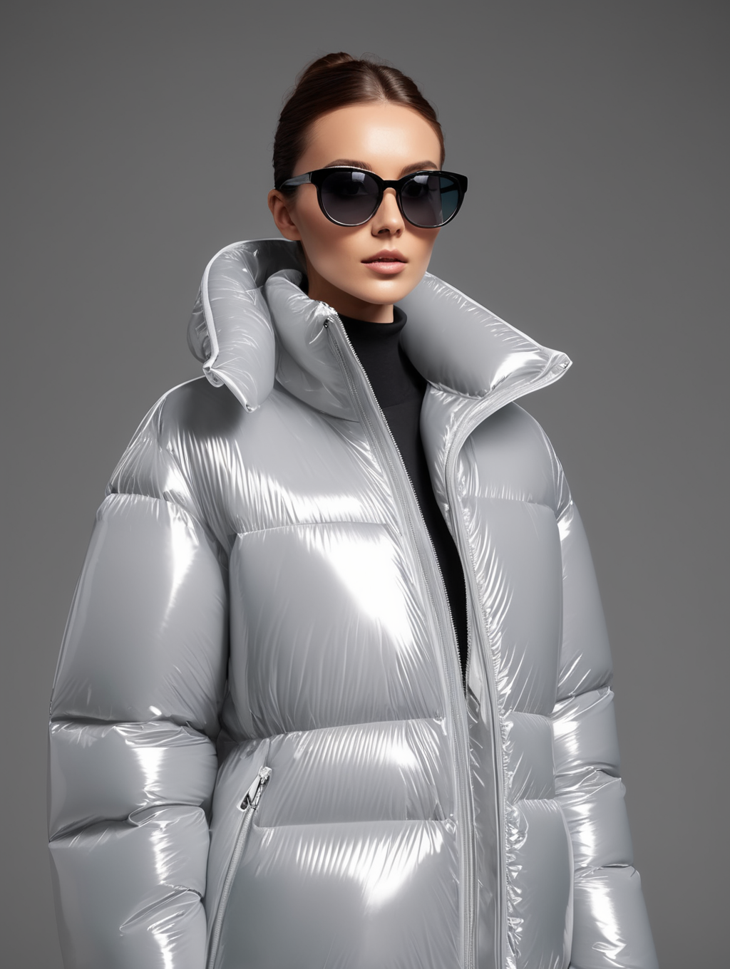 Premium Free ai Images | inflatable white minimalist womens puffer long ...