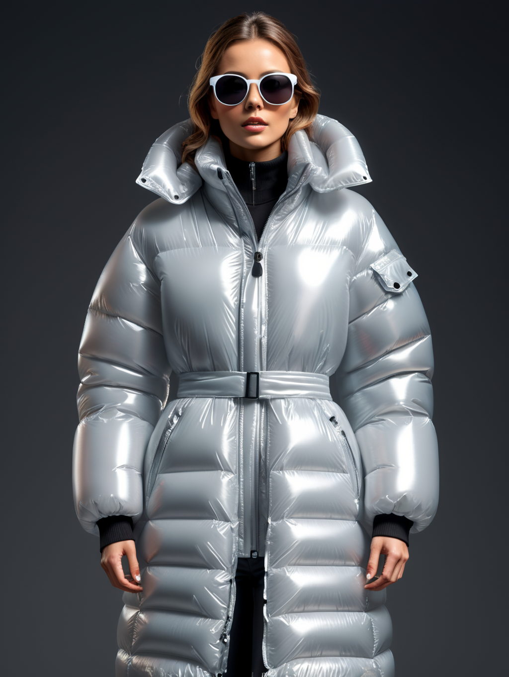 Premium Free ai Images | inflatable white minimalist womens puffer long ...