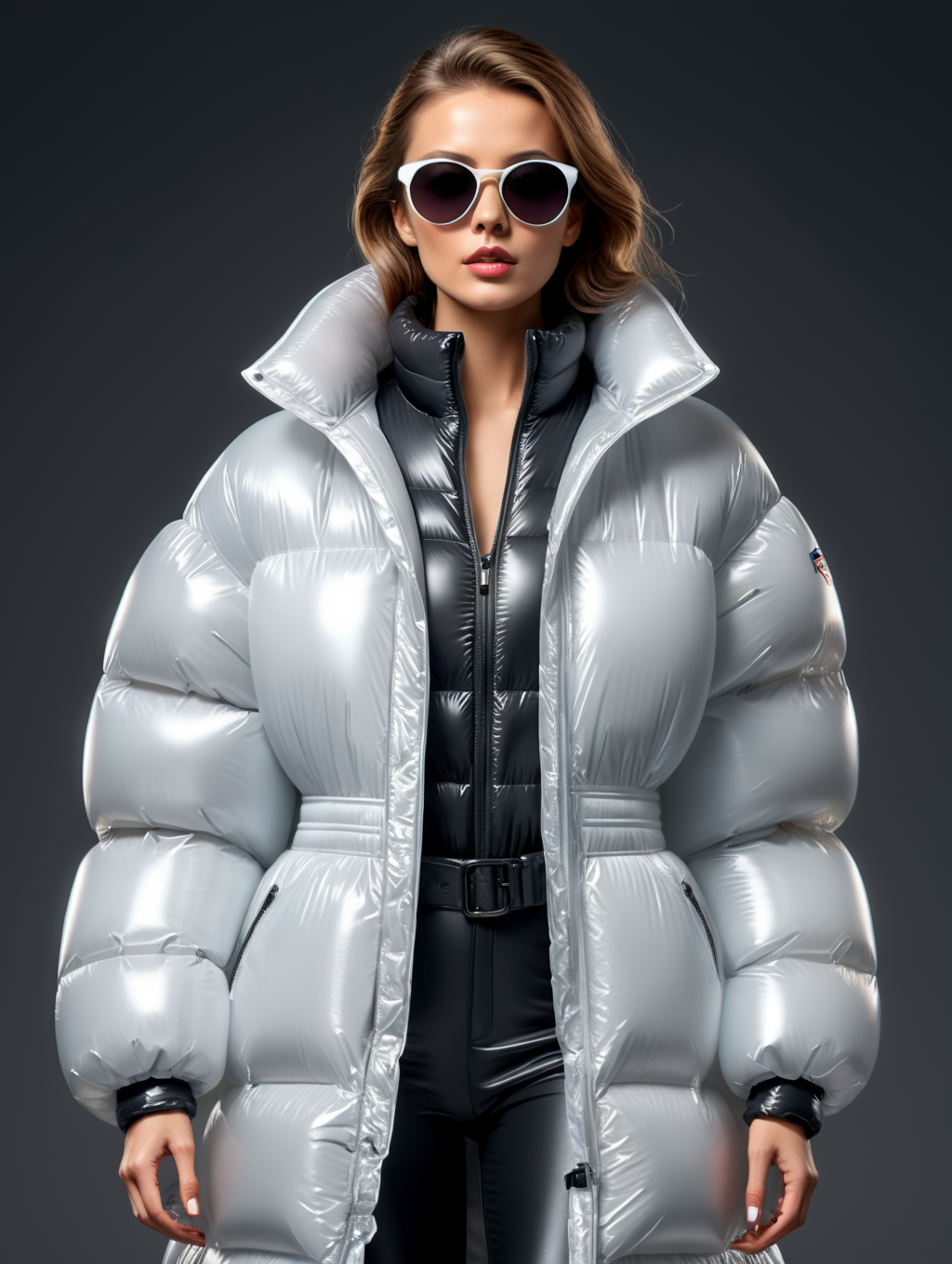Premium Free ai Images | inflatable white minimalist womens puffer long ...