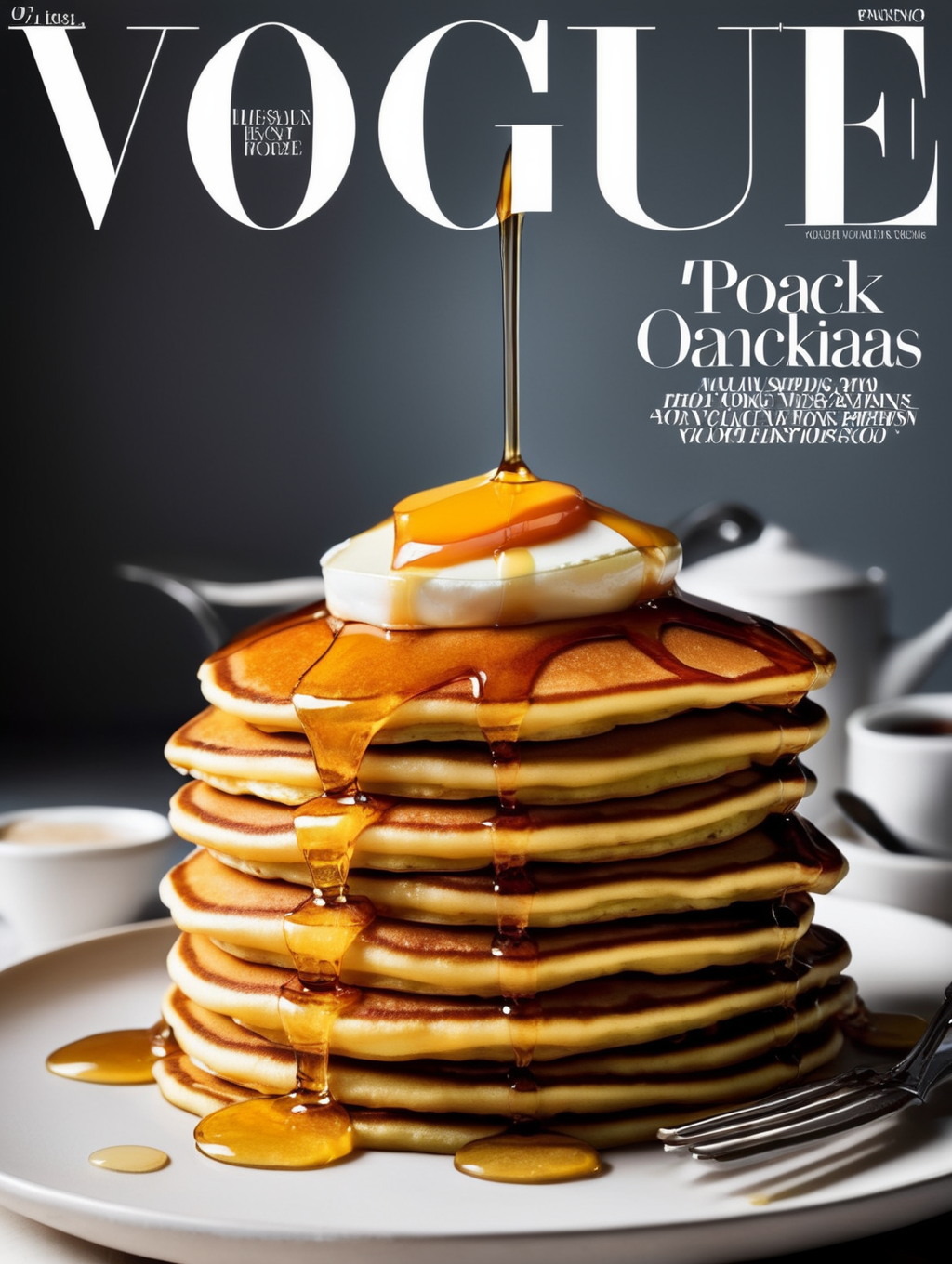 Premium Free ai Images | stack of pancakes on the cover of vogue