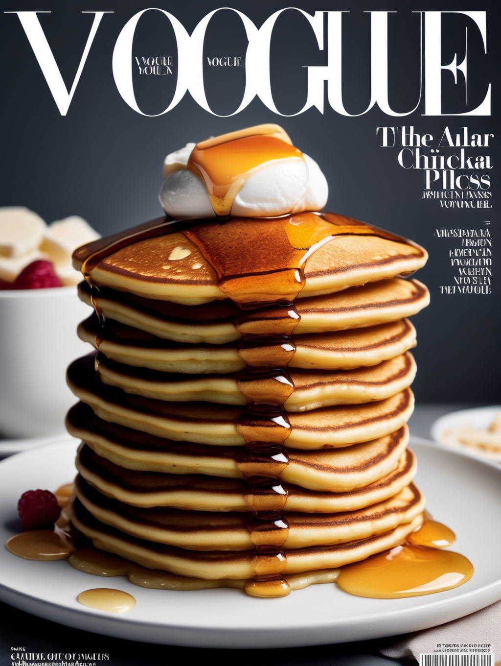 Premium Free ai Images | stack of pancakes on the cover of vogue