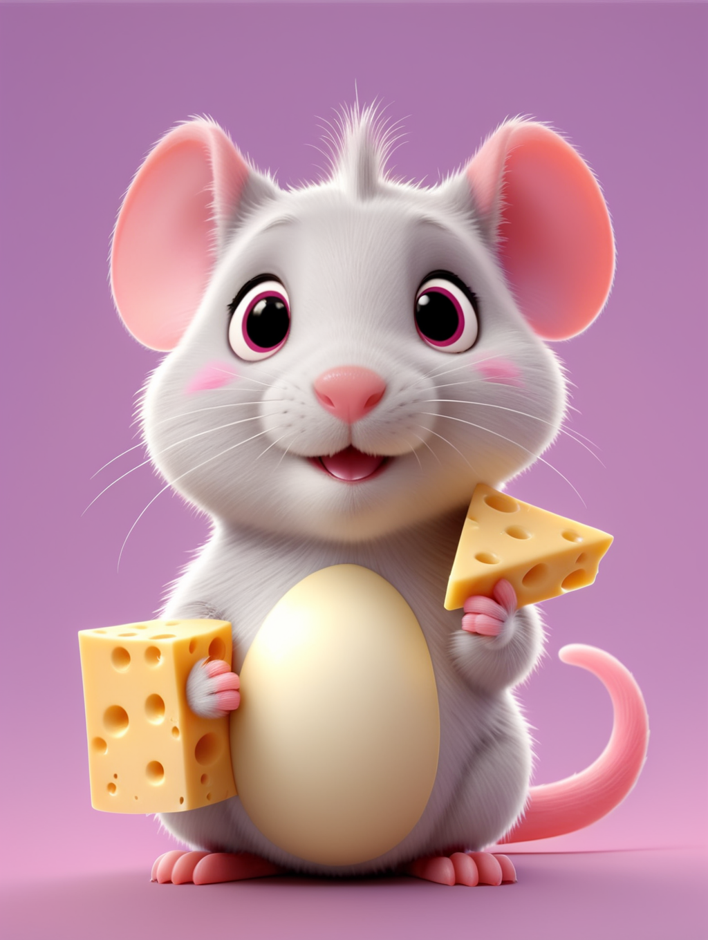 Premium Free ai Images | cute pink rat holding cheese